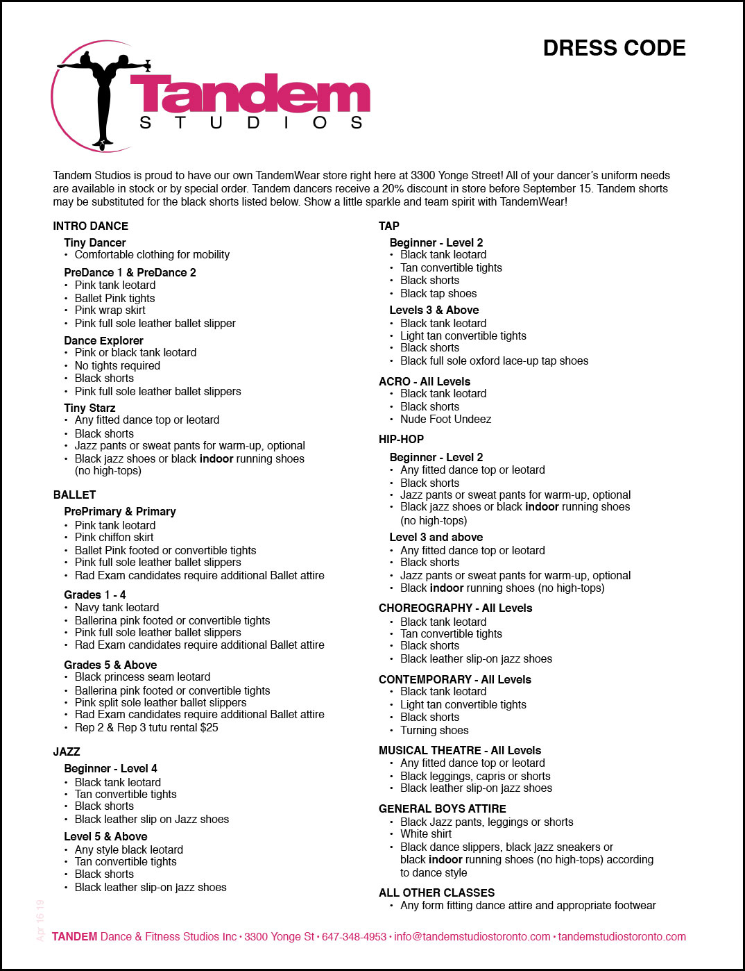 Dress Code - Tandem Studios