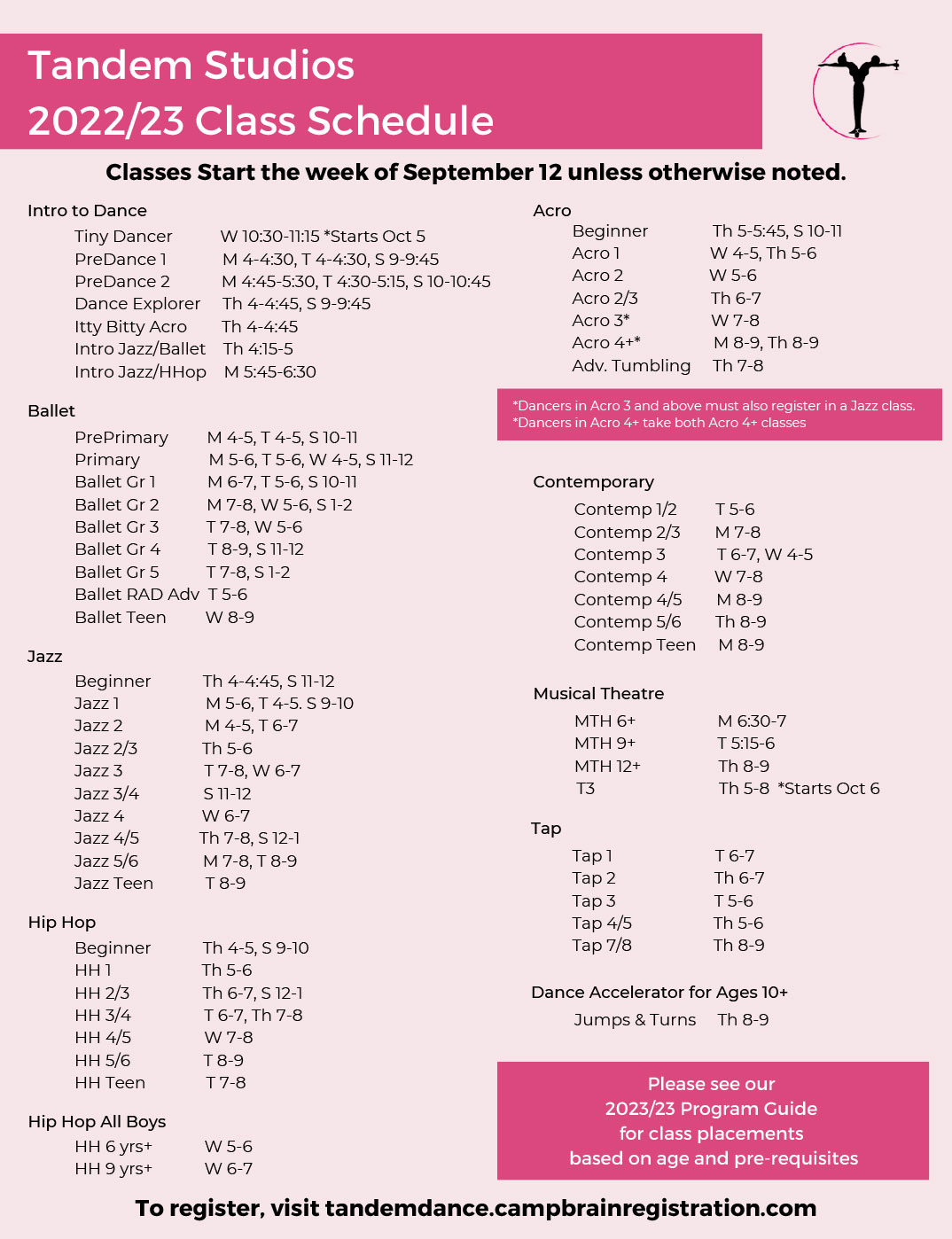 Dance Schedule - Tandem Studios